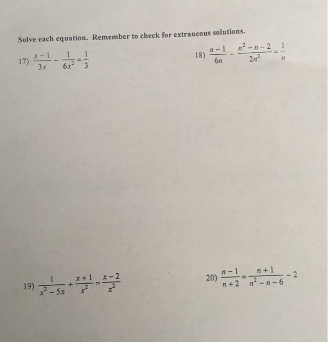 Solved Solve each equation. Remember to check for extraneous | Chegg.com