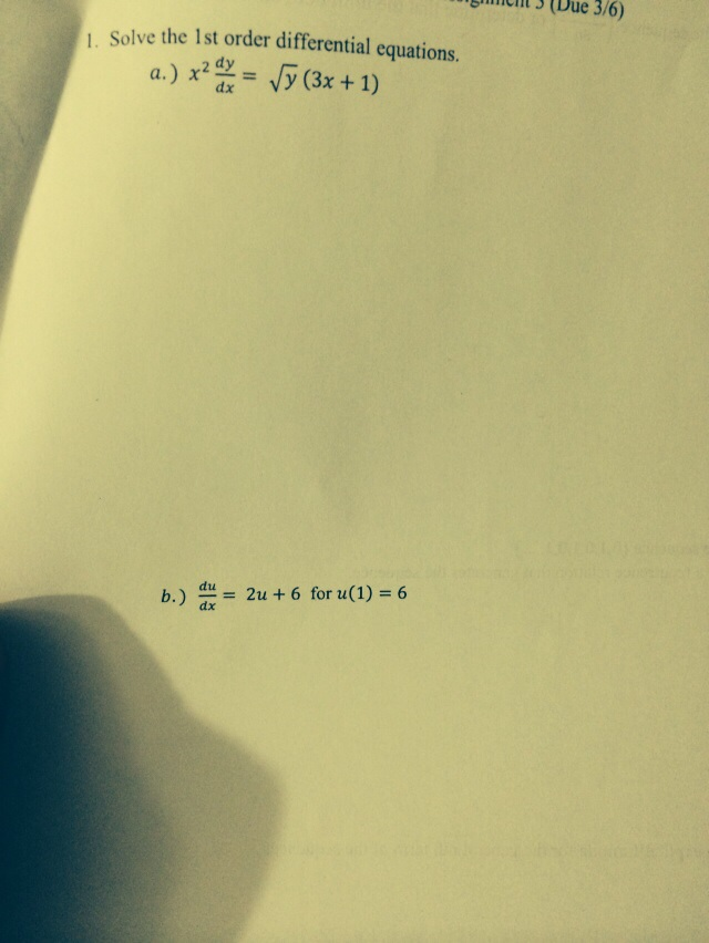 Solved Solve the 1st order differential equations. a) x^2 | Chegg.com