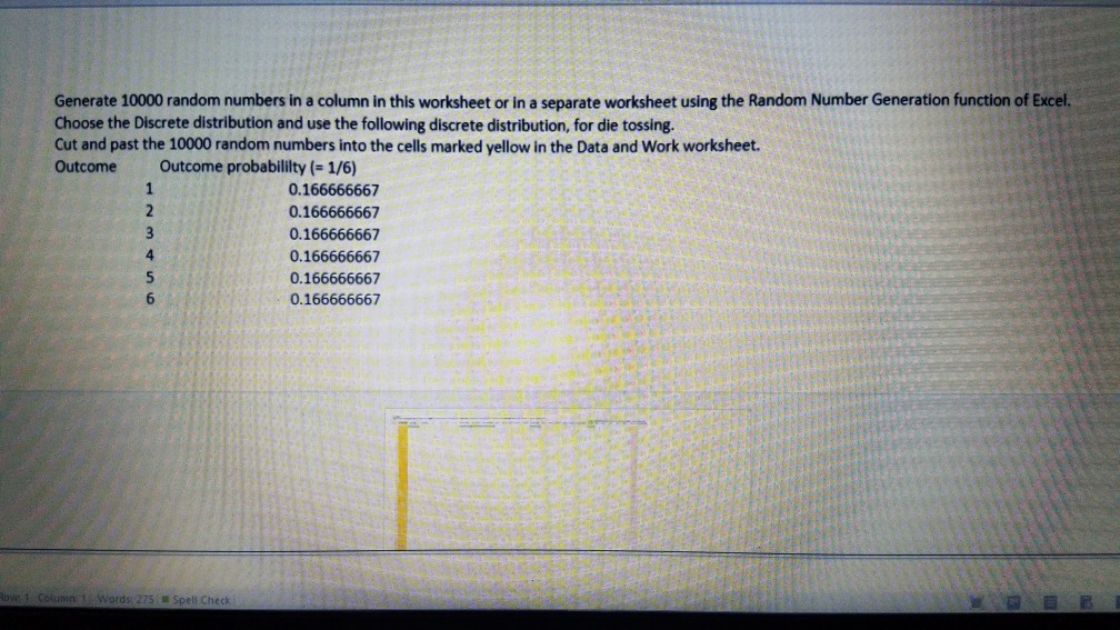 Generate 10000 random numbers in a column in this | Chegg.com