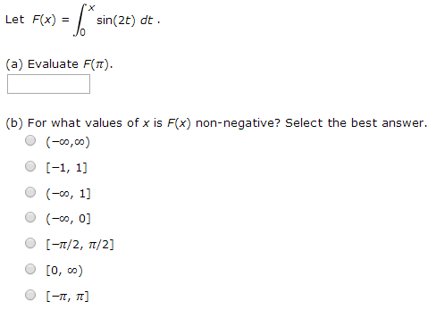 Solved Consider the function F(x) and graph of f(t) shown | Chegg.com