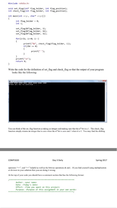 Solved void set flag(int flag holder int flag position Snt | Chegg.com