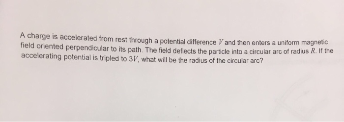 Solved A charge is accelerated from rest through a potential | Chegg.com