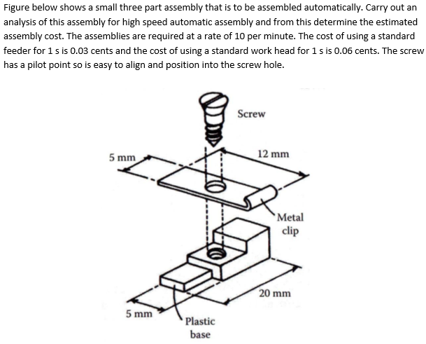 Solved Figure below shows a small three part assembly that | Chegg.com