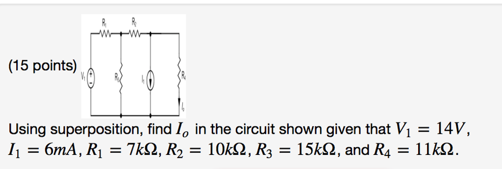 Solved Using superposition, find Io I o in the circuit shown | Chegg.com