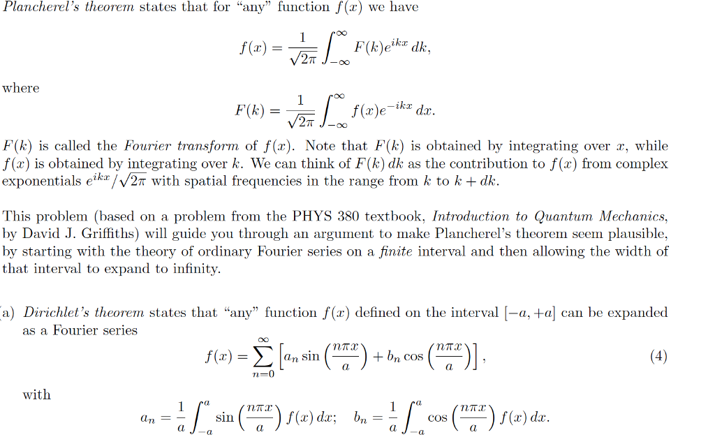 Plancherel's theorem states that for "any" function | Chegg.com