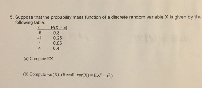 Solved Suppose that the probability mass function of a | Chegg.com