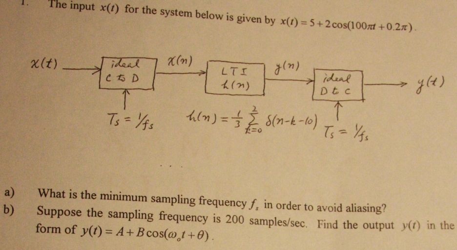 Solved The input x(t) for the system below is given by x(t) | Chegg.com