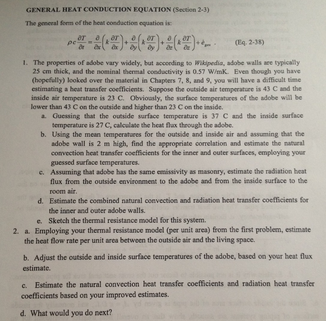 Solved GENERAL HEAT CONDUCTION EQUATION (Section 2-3) The | Chegg.com