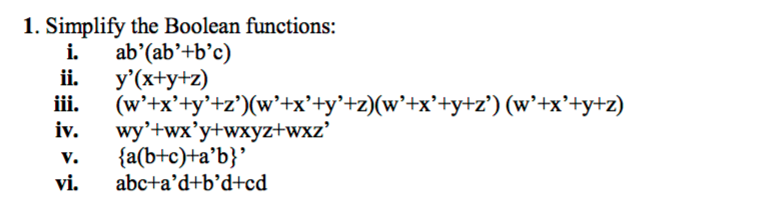 Solved Simplify the Boolean functions: ab'(ab'+b'c) | Chegg.com