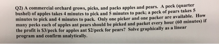 Solved A commercial orchard grows, picks, and packs apples | Chegg.com