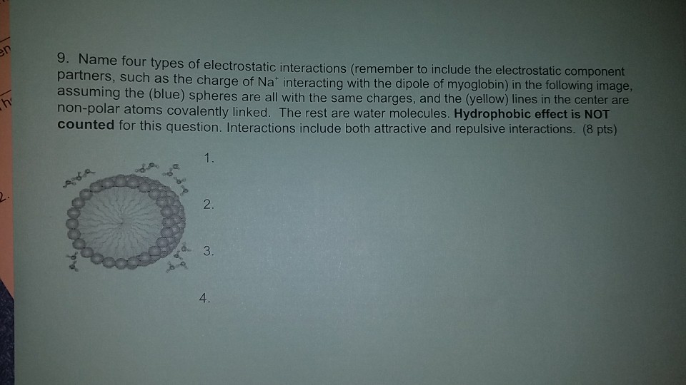 Solved four types of electrostatic interactions (remember to | Chegg.com