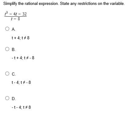 Solved Simplify the rational expression. State any | Chegg.com