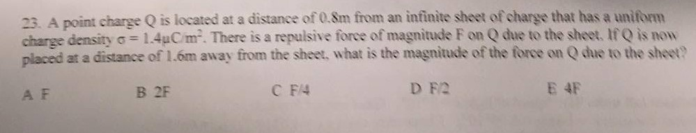 Solved A point charge Q is located at a distance of 0.8m | Chegg.com