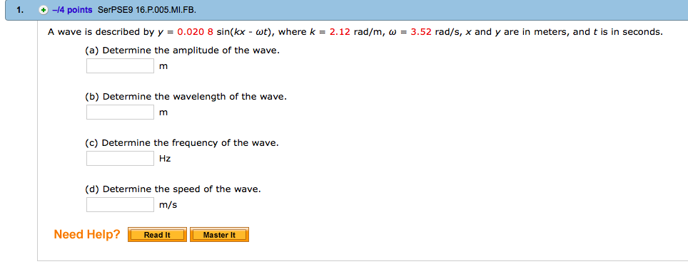 Solved A wave is described by y = 0.020 8 sin(kx - omegat), | Chegg.com