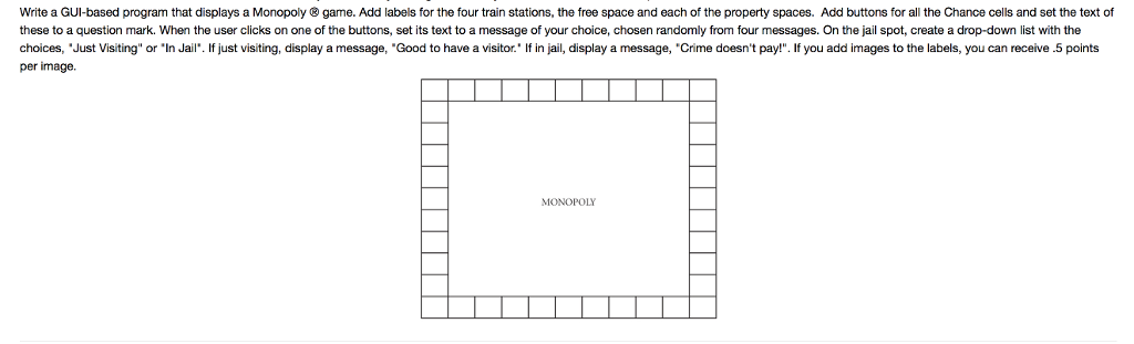 Solved Write A Gui Based Program That Displays A Monopoly ® 