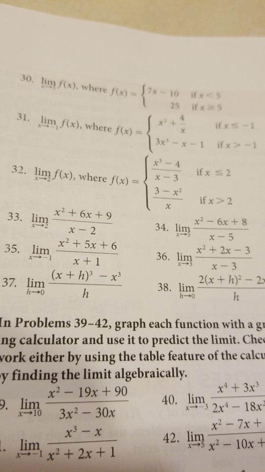 Solved 30. lim fx), where f() fx)-10 ifxs 25 if x5 4 31. lim | Chegg.com