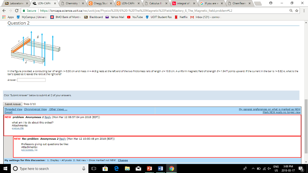 Solved LON-CAPA × D chemistry × \ e chegg Stuc × \ LON CAPA | Chegg.com