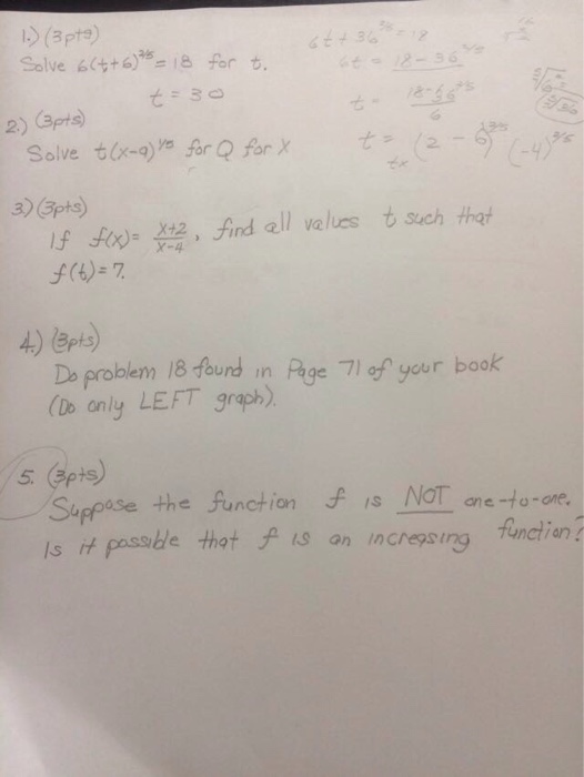 Solved Solve 6 (t + 6)^7/5 = 18 for t. t = 30 Solve t(x - | Chegg.com