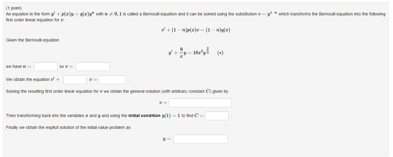 Solved is called a Bernoulli equation and it can be solved | Chegg.com