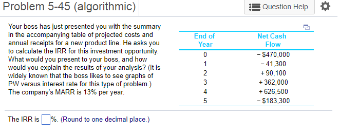 Solved Problem 5-45 (algorithmic) Question Help Your boss | Chegg.com Solved Problem 5-45 (algorithmic) Question Help Your boss | Chegg.com