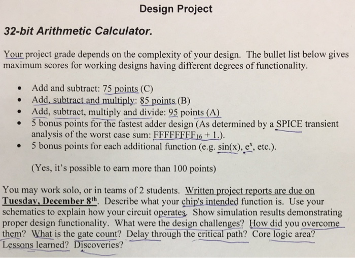 Solved Your project grade depends on the complexity of your | Chegg.com