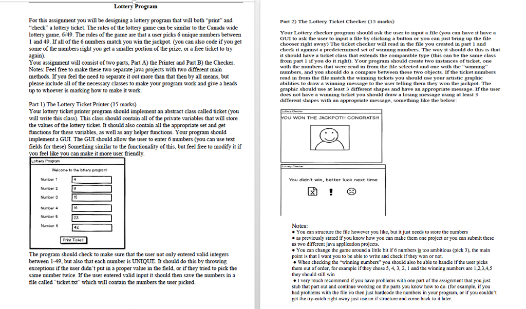 Solved Lottery Program For this assignment you will be | Chegg.com