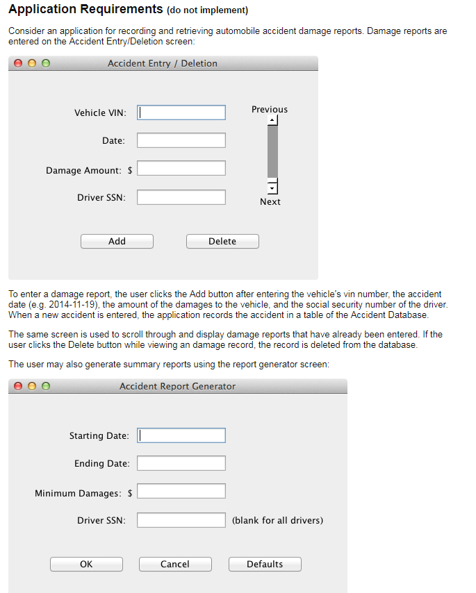 Solved Application Requirements (do not implement) Consider | Chegg.com