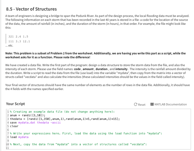 Solved Using MATLAB, and the script they've already started, | Chegg.com