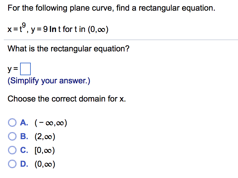 Solved For each plane curve, find a rectangular equation. | Chegg.com