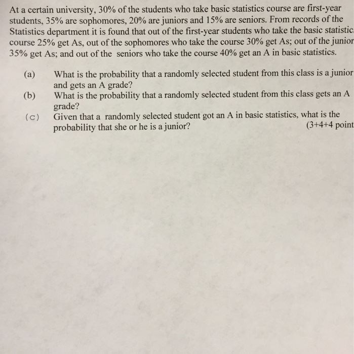 Solved At a certain university, 30 % of the students who | Chegg.com