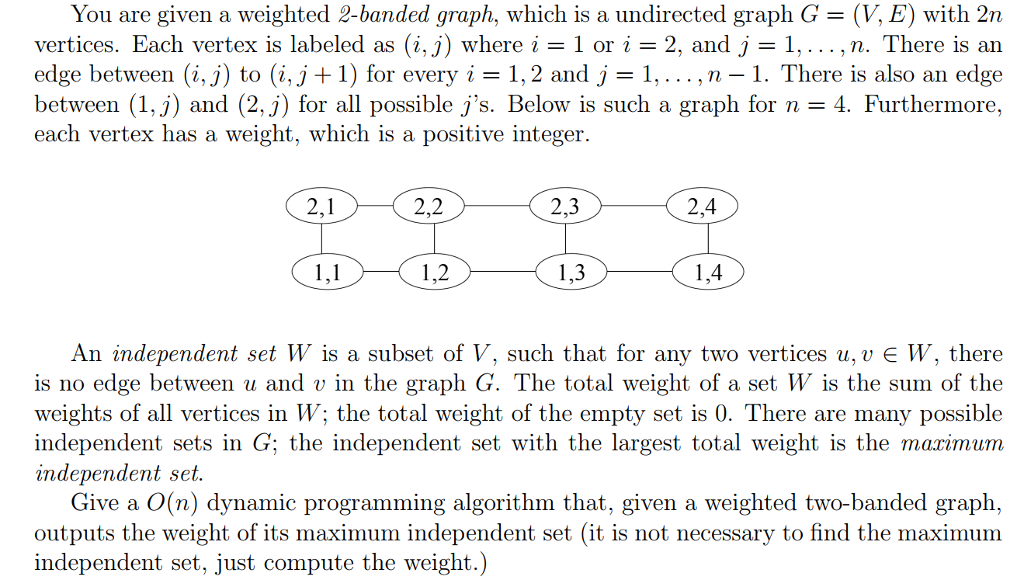 Solved You are given a weighted 2-banded graph, which is a | Chegg.com