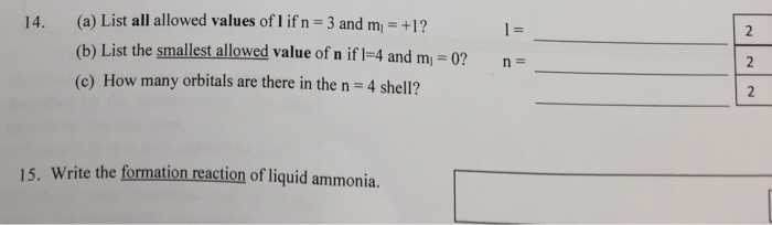 Solved 14. (a) List all allowed values of lif n 3 and m +1? | Chegg.com