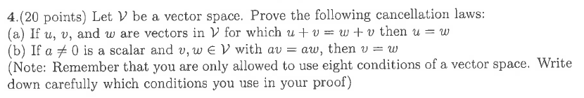 Let V be a vector space. Prove the following | Chegg.com