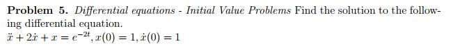 Solved Problem 5. Differential equations Initial Value | Chegg.com