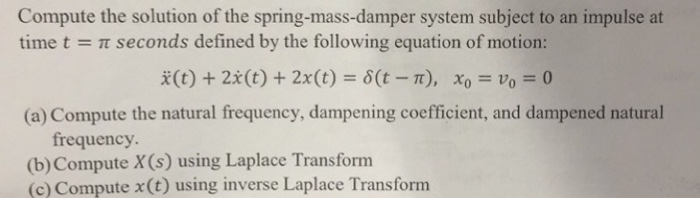 Solved Compute the solution of the spring-mass-damper system | Chegg.com