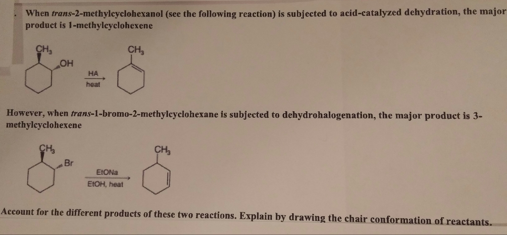 Solved When trans-2-methylcyclohexanol (sec the following | Chegg.com