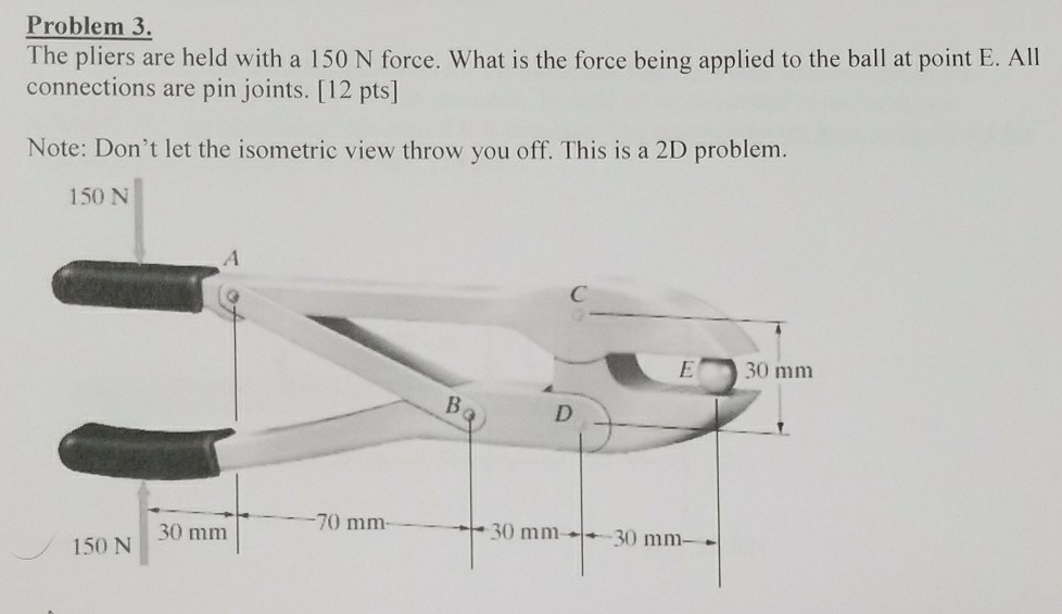 Solved Problem 3 The pliers are held with a 150 N force. | Chegg.com