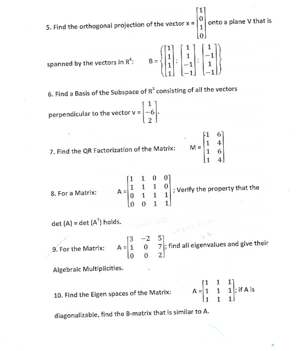 Solved Find the orthogonal projection of the vector x = [1 | Chegg.com