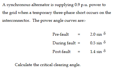 Solved A synchronous alternator is supplying 0.9 p.u. power | Chegg.com