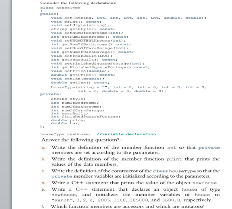 Solved Write The Definition Of The Member Function Set So