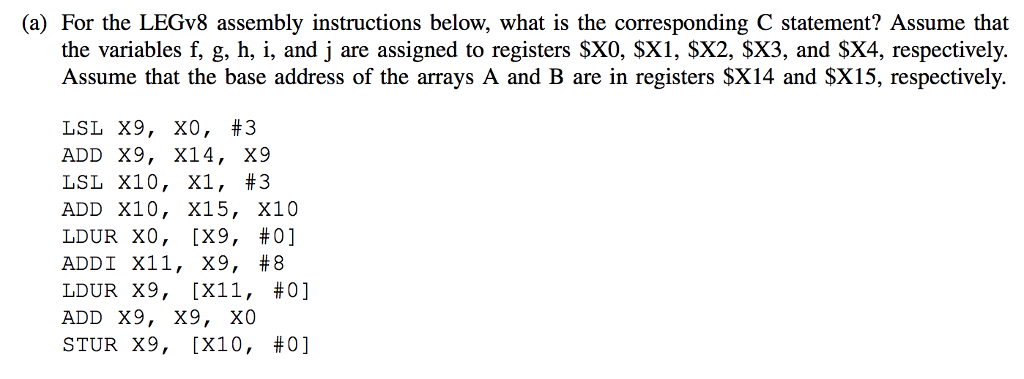 (a) For the LEGv8 assembly instructions below, what | Chegg.com