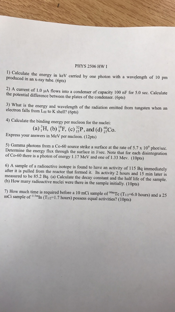 Solved PHYS 2506 HWI 1) Calculate the energy in keV carried | Chegg.com