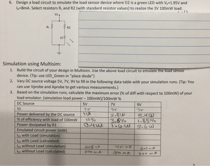 Design a load circuit to emulate the load sensor | Chegg.com