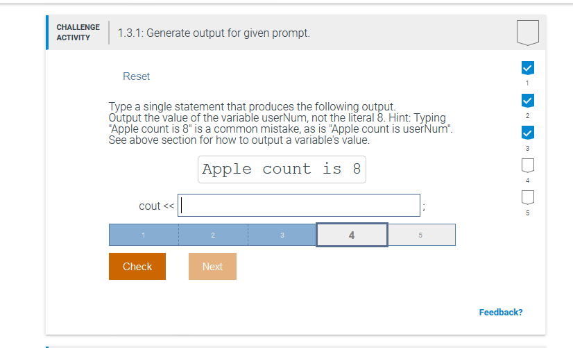 Solved Type a single statement that produces the following | Chegg.com