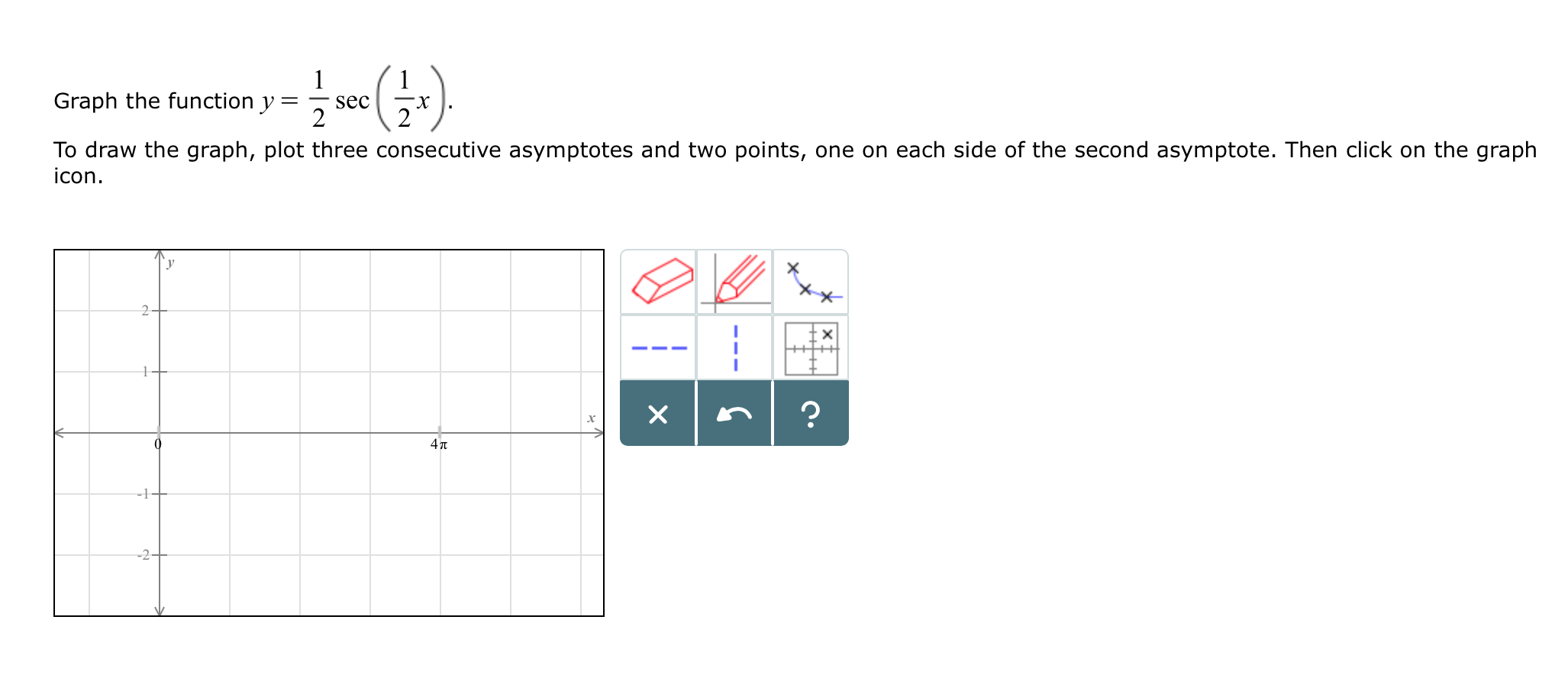 Solved Graph The Function Y 1 2 Sec 1 2x To Draw The Chegg