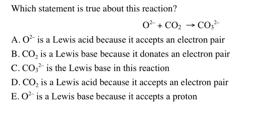 Solved Which statement is true about this reaction? O^2- + | Chegg.com