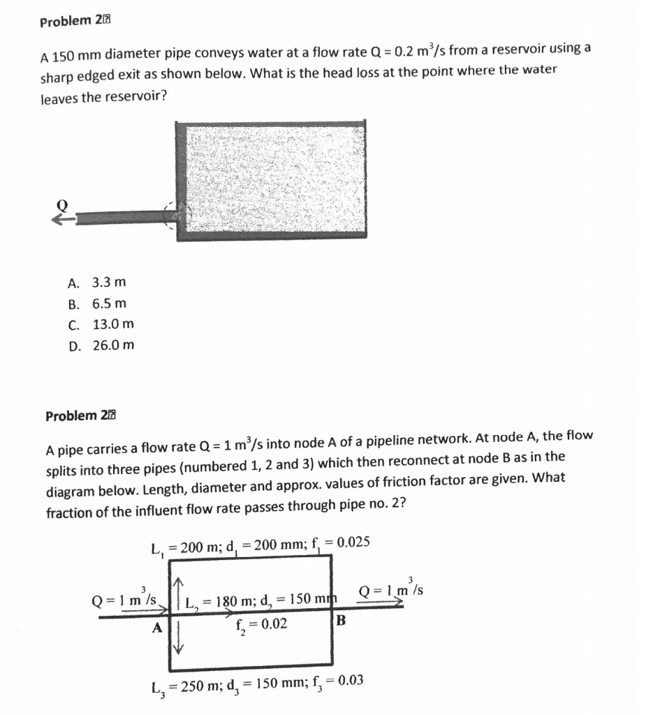 Solved Problem 22 A 150 mm diameter pipe conveys water at a | Chegg.com