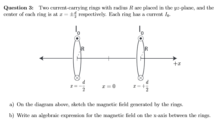 Question 3: Two current-carrying rings with radius R | Chegg.com