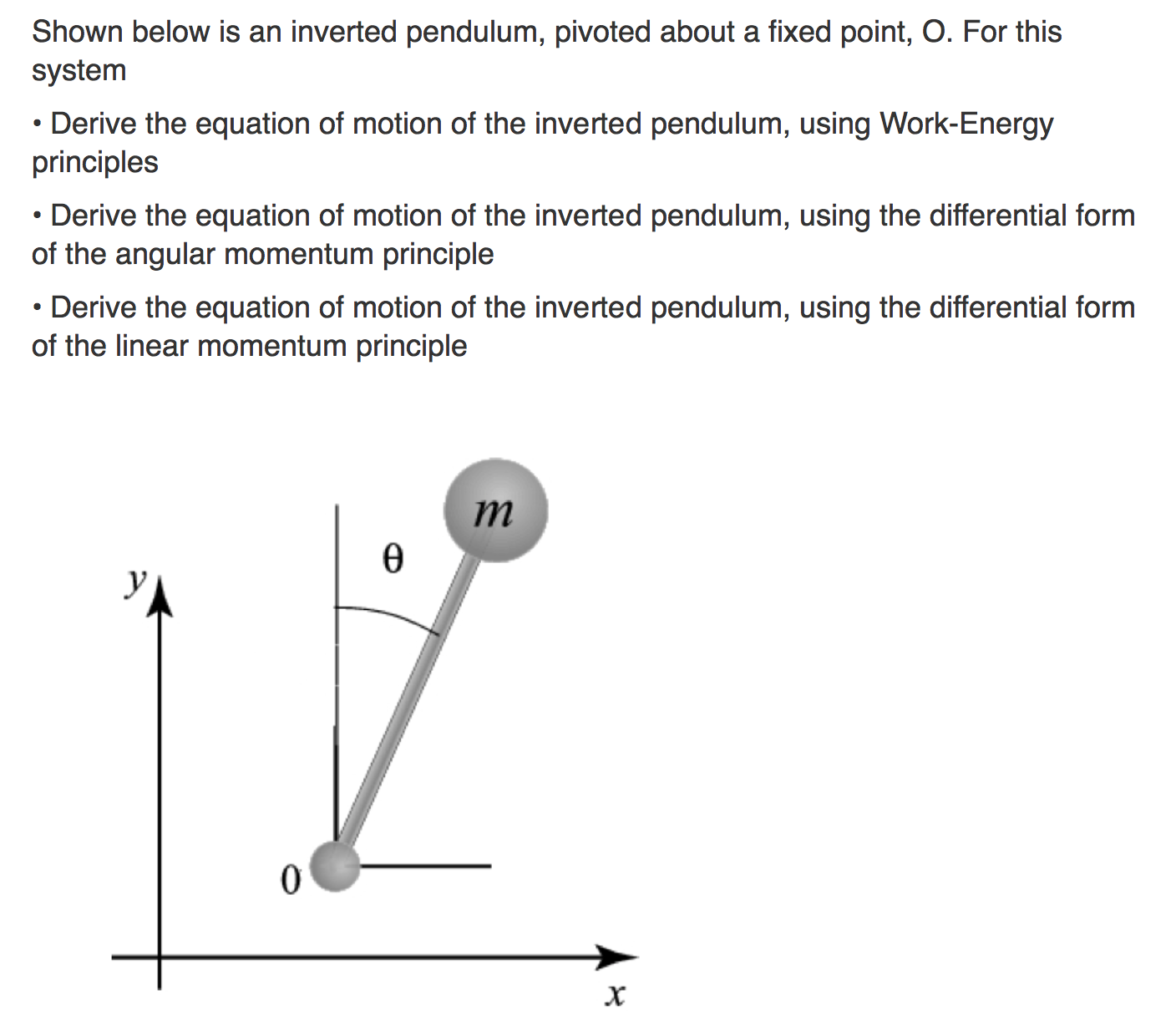 Solved Shown Below Is An Inverted Pendulum Pivoted About A Chegg