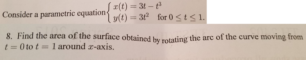 Solved Consider A Parametric Equation {x T 3t T 3 Y T